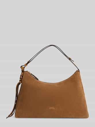 Tommy Hilfiger Henkeltasche aus echtem Veloursleder mit Label-Detail