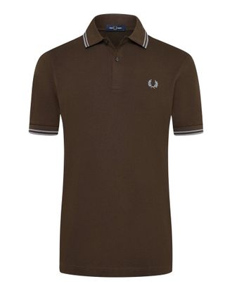 Fred Perry Piqu&eacute;-Poloshirt mit Logo-Stickerei und Kontrastb&uuml;ndchen in