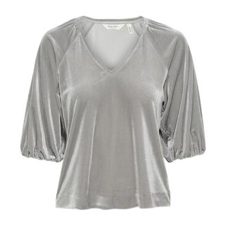 Part Two Femme, Blouses et Chemises, Gris, Taille: 36 FR Chemisier Gris en Flanelle avec Col en V