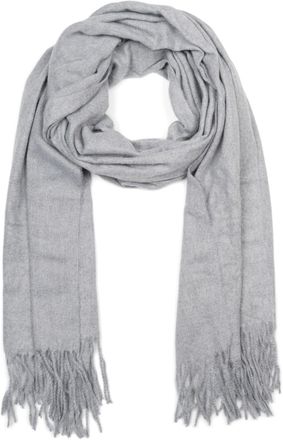 styleBREAKER Unisex Schal mit Fransen | weiches Viskose Tuch in Uni Farbe | langer Winterschal für Damen und Herren | Große Farbvielfalt, Farbe:Hellgrau meliert
