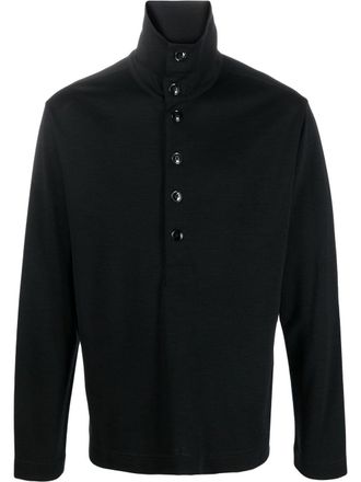 Christophe Lemaire pull boutonn&eacute; &agrave; col montant - Noir