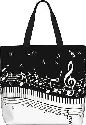 Generic Touches De Piano Avec Notes De Musique Sac Cabas Grand Sacs De Courses R&eacute;utilisable Sac A Main Femmes Pour Shopping Quotidienne Plage