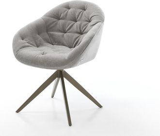 DELIFE Drehstuhl Gaio-Flex Strukturstoff Soft Grau Kreuzgestell breit Effektfinish Titan 360° drehbar Wippfunktion, Esszimmerstühle