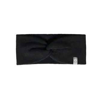Fraas Damen Stirnband aus Kaschmir - 24 x 10,5 cm - warmes Strickband mit Schleife Schwarz