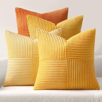 Miulee Lot de 4 Housses de Coussin 50x50 Housse Coussin en Velours Côtelé Décorative Souple Coussin de Canapé Moderne Coussin Décoratif Salon Chambre à Couch