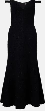 Self Portrait Robe midi à encolure bardot