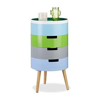 Relaxdays farbig Kommode rund, 4 Fächer, Tablett-Deckel, skandinavisches Design, Dekotisch HxBxT: 72 x 39 x 39 cm, Holz, Standard