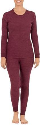 Fruit Of The Loom Fruit of The Loom Womens Micro Waffle Premium Thermal Set, Merlot Heather, Large