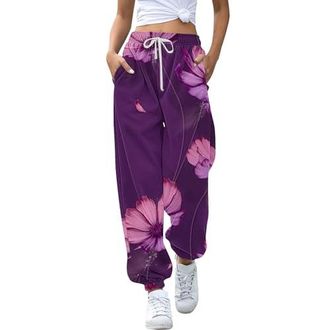 Generic Pantalon de jogging doubl&eacute; en polaire pour femme - Taille haute - Avec poches - Pantalon de yoga pour femme, violet, M