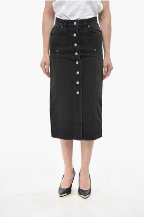 Isabel Marant ETOILE Midi Skirt VANDY Denim With Front Buttoning size 40