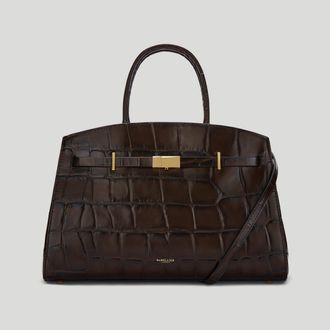 DeMellier The Midi Hudson Croco effet grand format chocolat noir DeMellier