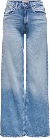 Only Female mit Weitem Bein Onlhope Niedrige Taille Weiter Beinschnitt Jeans Tai194 Noos Pantalon Basse Wide DNM, Bleu Denim Clair Moyen, 28W x 30L Femmes