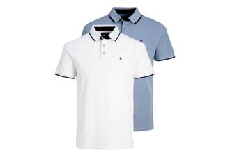 Jack & Jones Poloshirt JJE Paulos Polo SS 2Pk mit farblich abgesetzten Streifen am Kragen