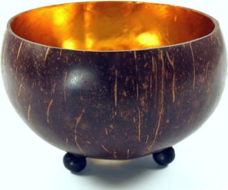 Guru Shop Exotisches Kokosnuss Teelicht - Modell 1, 10x16x16 cm