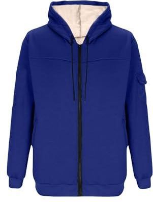 Generic Sweat &agrave; capuche en polaire chaude pour homme - Avec fermeture &eacute;clair sur toute la longueur - Pour les loisirs - Veste de sport &agrave; manches longues, bleu