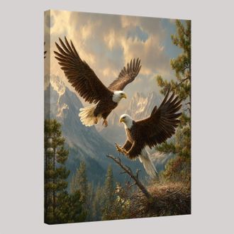 Generic Dschungel Kunstdruck Leinwandbild Tierischer Wei&szlig;kopfseeadler 30 x 20 cm Modernes Wandbild Poster Gerahmt Aufh&auml;ngefertig Dekoration f&uuml;r Wohnzimmer Sch