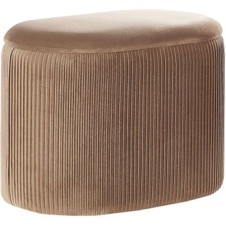 Beliani Pouf mit Stauraum RICHLAND Samtstoff Beige