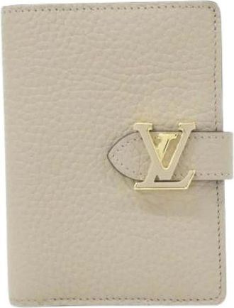 Louis Vuitton Portefeuille Vertical Compact en Cuir de Veau Pr&eacute;-poss&eacute;d&eacute; - Femme - Pre-owned - Beige - Taille: ONE Size