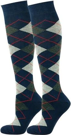 MySocks Chaussettes montantes pour homme Motif losanges, 2 paires Argyle Navy Dark Anthracite Ash, 37-41
