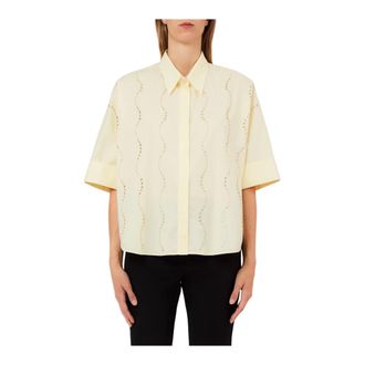 Liu Jo Femme, Blouses et Chemises, Jaune, Taille: 38 FR Chemise avec appliqu&eacute;s de bijoux