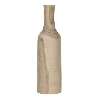 MiCa Decorations Vase, Flasche, Pia, rund, Holz, Hellbraun - H 47 x &Oslash; 13 cm