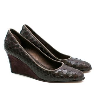 Stephane K&eacute;lian Stephane Kelian Paris Brown Snakeskin Wedges Size 36