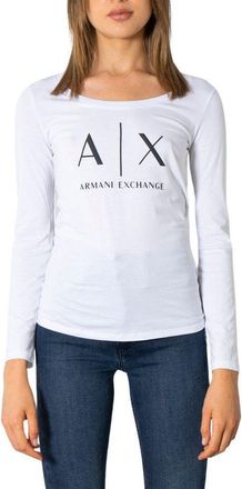 A|X Armani Exchange Damen Logo Ls T-Shirt, Wei&szlig;, XL