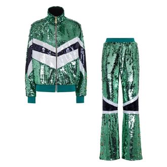 Philipp Plein Femme, Combinaisons et Ensembles, Vert, Taille: 38 FR Surv&ecirc;tement Haut/Pantalon avec Cristaux