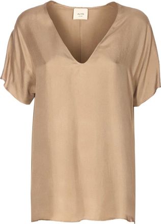 Alysi Femme, Blouses et Chemises, Brun, Taille: 36 FR Blusa Twill Enzimato Regular