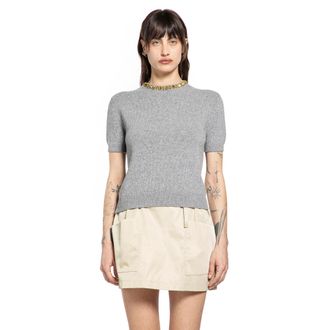 Prada Wool Cashmere Short Sleeve Sweater