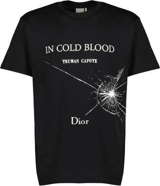 Dior Homme, Tops, Noir, Taille: M T-Shirt avec Broderie et Imprim&eacute; Couverture de Livre