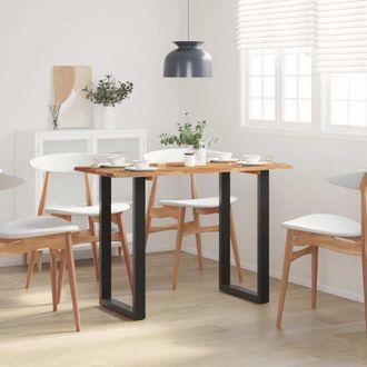vidaXL Vidaxl - Table de salle &agrave; manger 110x50x76 cm - Bois dacacia massif - Pieds en fer noir - Pour cuisine ou salle &agrave; manger
