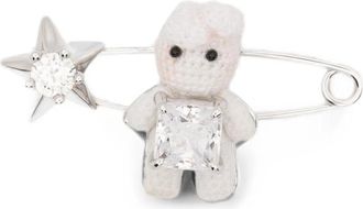 Yvmin Crystal-embellished Crochet Brooch