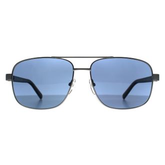 BMW Rechteckige Herren Mattes Licht Palladium Blau Polarisiert BS0039