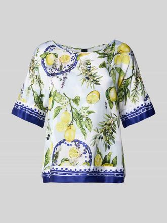 Marc Cain Relaxed Fit T-Shirt aus reiner Viskose mit floralem Allover-Print