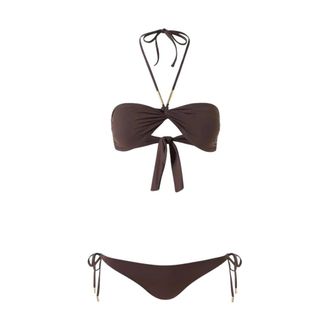Melissa Odabash Bikini Halterneck Canari Textur&eacute; - Femme - Maillots de bain - Brun - Taille: 36 FR