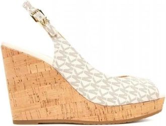Michael Kors Femme, Chaussures, Beige, Taille: 37 EU Rosie Signature Logo Wedge Sandal