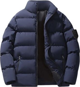 Generic Vestes dhiver matelassées pour homme - Doudoune thermique chaude en coton épais - Manteaux rembourrés - Couleur unie - Fermeture éclair - Manteau ampl