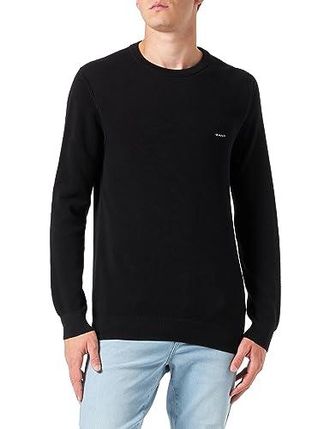 GANT Col en C en Coton piqu&eacute; Sweater, Noir, L Homme