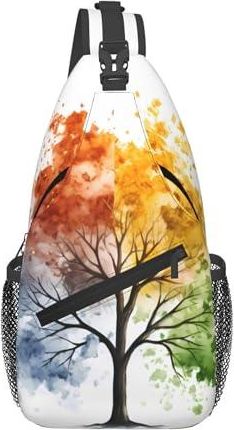 Generic Sacoche Bandouliere Aquarelle dun arbre des quatre saisons Antivol Sac Bandouli&egrave;re Mode Sac &agrave; Dos Militaire pour Voyage Randonn&eacute;e &eacute;cole