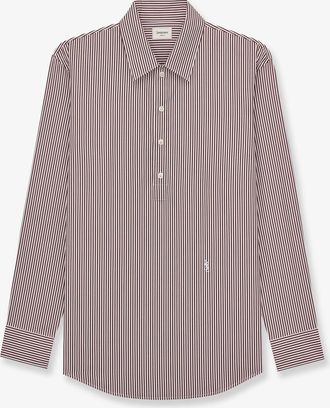 Saint Laurent Cassandre cotton shirt with striped pattern - SAINT LAURENT - gender_Man