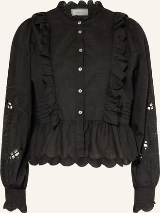 Neo Noir Neo Noir Bluse Petrine Mit Lochspitze Und R&uuml;schen schwarz