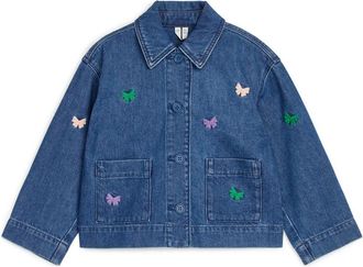 Arket Bestickte Jeansjacke -Blau