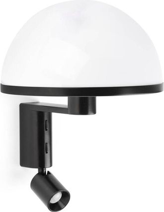 Faro Barcelona Faro Dome Applique murale de lecture en forme de d&ocirc;me, abat-jour noir satin&eacute; et blanc brillant, culot E27