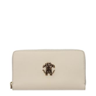 Roberto Cavalli Femmes Portefeuille Cuir Beige/Ivoire