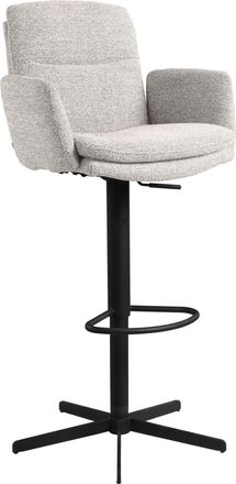 Novel Barhocker, Beige, Metall, Textil, Drehkreuz, S&auml;ule, 55x92-117x54 cm, Sitzfl&auml;che 360&deg; drehbar, inklusive Armlehnen, Esszimmer, Barm&ouml;bel, Barhocker