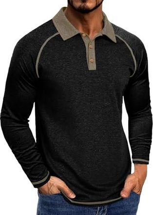 Generic Polo basique classique pour homme, coupe classique, v&ecirc;tement de travail d&eacute;contract&eacute;, chemise vintage, l&eacute;g&egrave;re et respirante, tunique de vacances, Noir,