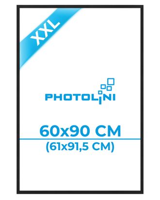 Photolini Bilderrahmen 60x90 schwarz, Holz MDF Poster Rahmen 90x60, gro&szlig;er Bilderrahmen f&uuml;r Poster 91.5x61cm mit bruchsicherem Acrylglas, zum Aufh&auml;ngen & Zubeh&ouml;