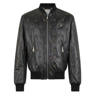 Philipp Plein Bestickte Nappa Leder Bomberjacke - - Jackets - Herren - Schwarzk - M