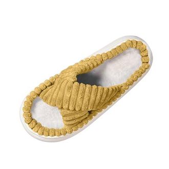 Generic Pantoufles &agrave; bout ouvert pour femme - Chaudes et d&eacute;contract&eacute;es - &Eacute;l&eacute;gantes - L&eacute;g&egrave;res - Respirantes - Antid&eacute;rapantes - Confortables - Hiver, jaune, 37.